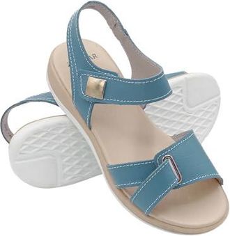 Zerimar Sandales d&eacute;t&eacute; pour Femme en Cuir Naturel, Confortables avec Semelle en Caoutchouc antid&eacute;rapante, Bleu, Pointure 36