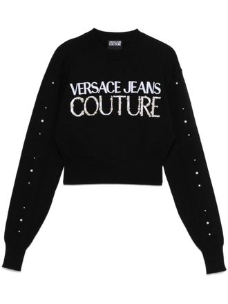 Versace Jeans Couture pull à perles artificielles - Noir