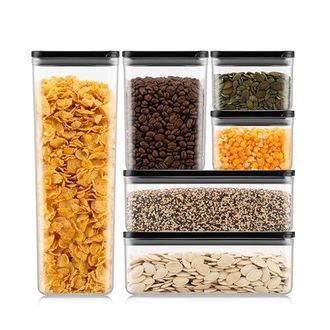 Bodum Lot de 6 bocaux de conservation avec couvercles noirs CANTEEN - Sans BPA & passe au lave-vaisselle - Contenants alimentaires empilables et transparent