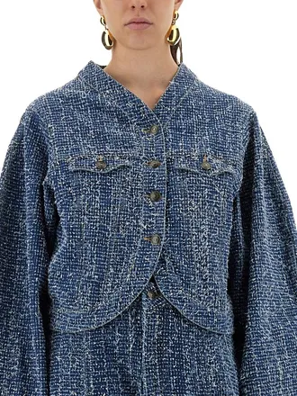 Rotate Round Sleeve Cotton Jacket - Blue