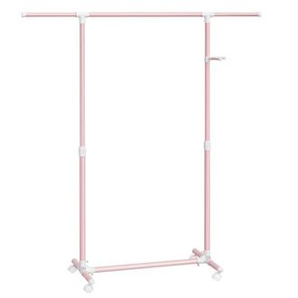 Songmics Portant &agrave; V&ecirc;tements, Porte-Manteau, Porte-v&ecirc;tements, Hauteur R&eacute;glable de 97 &agrave; 165 cm, Barre Extensible, Crochets Lat&eacute;raux pour Accessoires, Rose Bonbo