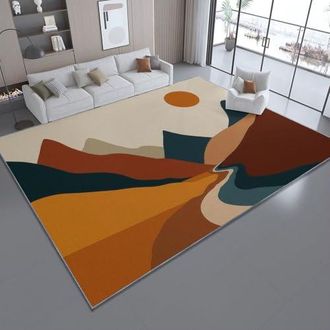 Generic Tapis de Salon Imprim&eacute; Minimalisme Nature Montagnes Paysage th&egrave;me Moquette Antid&eacute;rapant Lavable &agrave; Poils Ras, Color&eacute; &Eacute;cologique Int&eacute;rieur pour Chambre 