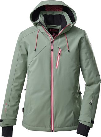 Killtec Damen Ksw 10 Wmn Jckt Skijacke Funktionsjacke mit abzippbarer Kapuze und Schneefang, grüngrau, 40 EU
