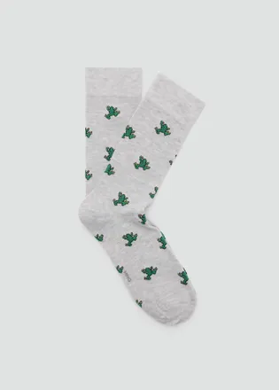 Mango Chaussettes coton imprim&eacute; grenouille gris chin&eacute; clair - Homme - 40-42 - MANGO MAN