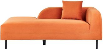 Beliani Chaiselongue Orange Samtstoff Rechtsseitig mit Kissen Modernes Design Retro Stil Relaxliege f&uuml;r Wohnzimmer Schlafzimmer Indoor