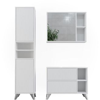 Vicco Badm&ouml;bel-Set Leano, Wei&szlig;, 80 cm, Set 3