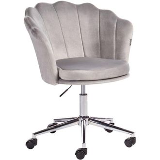 Beliani Chaise de Bureau Grise en Velours Glamour Fauteuil Coquillage Pivotant Monticello II