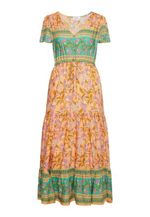 Usha Damen Sommerkleid 15926489-US04, Pfirsich Mehrfarbig, M