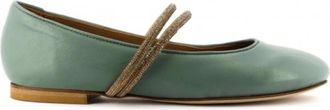 Anna F. Femme, Chaussures, Vert, Taille: 38 1/2 EU Ballerine en Cuir