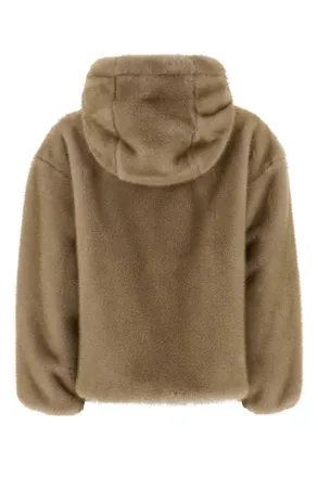 Herno Womens Beige Eco Fur Chantilly Pellicce Coat