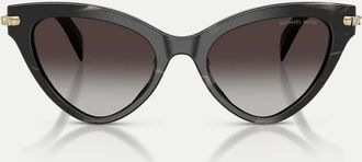 Michael Kors Roanoke Cat-Eye-Sonnenbrillen mit grauen Gl&auml;sern in Schwarz-Hornoptik