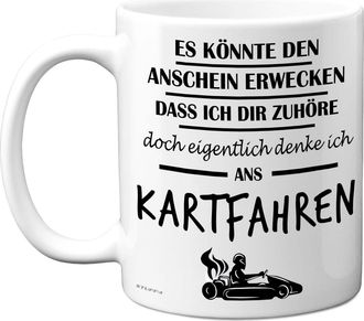 Stuff4 Karting-Geschenke - Eigentlich Denke Ich ans Kartfahren Tasse - Lustige Motorsport-Tasse, Geschenke f&uuml;r Gokart-Fahrer, Karting-Pr&auml;sente, 325 ml Premiu