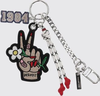 Marc Jacobs Porte-cl&eacute;s en m&eacute;tal avec patch brod&eacute; et anneau mousqueton