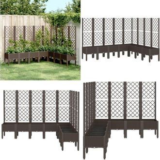 vidaXL Vidaxl - Jardinière avec treillis marron 200x160x142 cm pp - Jardinierre En Rotin - Jardinière Extérieure - Pot De Fleurs Grand Format - Support