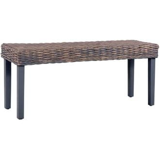 vidaXL Vidaxl - Sitzbank 110 cm Grau Natur Kubu-Rattan und Massivholz Mahagoni