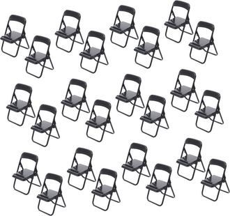 Cabilock 25 Stück Teiliges Mini Klappstühle Handyhalter aus Robustem Material Faltbar und Kompatibel für Smartphones Miniaturmöbel für Puppenhaus Dekoration un