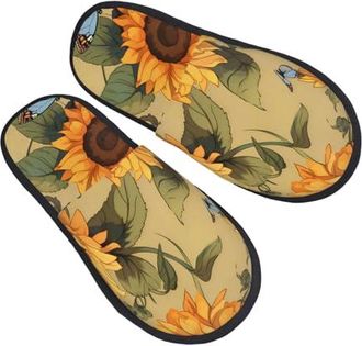 Generic Tournesol R&eacute;tro, Papillon, Fleur Vintage Unisexe Chaussons Confortable Pantoufles Doux Chaussures De Maison Pour Automne Maison Hiver M