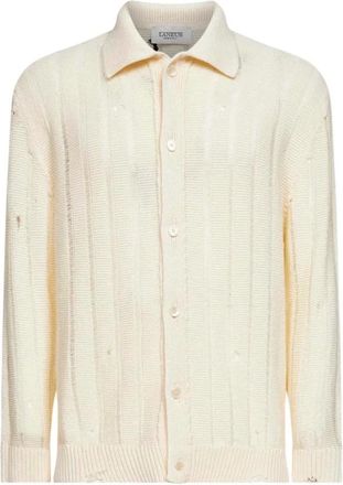 Laneus Homme, Pulls, Beige, Taille: M Cardigan Col Montant Effet Us&eacute;