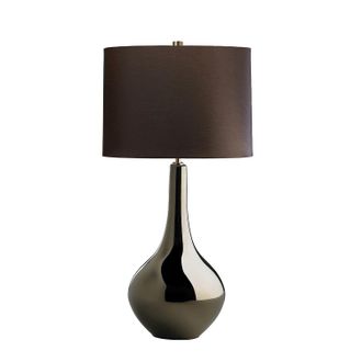 Licht-Erlebnisse Hohe Tischlampe BRUNI Bronze Metallic Porzellan H:74cm Premium Design Lampe Wohnzimmer Schlafzimmer