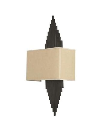 Opviq Stylish Wall Lamp, Black & Beige, 30 cm Diameter, 65 cm Height | Durable Metal Body, Fabric Lampshade, E14 Socket, Max 40W | Perfect for Modern Decor