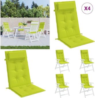 vidaXL Hochlehner-Auflagen 4 Stk. Knallgrün Oxford-Gewebe - Hochlehner Auflagen - Gartenstuhlkissen - Outdoor Kissen - Sitzkissen - Wasserabweisende Kissen