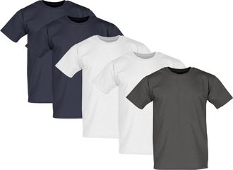 Fruit Of The Loom Valueweight T Shirt 5er-Pack Herren, 2xWhite +2xDeepNavy +1xGraphit, M