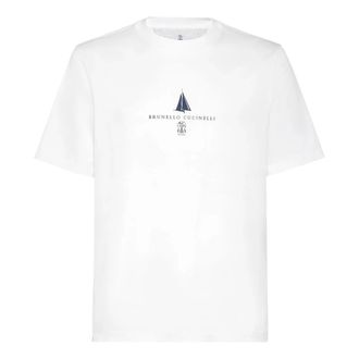 Brunello Cucinelli Homme, Tops, Blanc, Taille: L C6159 T Shirt