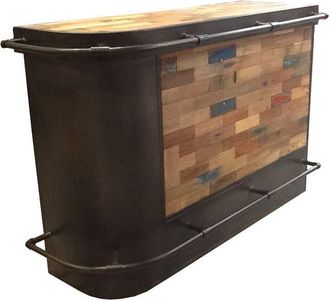 Pier Import Meuble bar bois recycl&eacute; arrondi &agrave; gauche 164x60 CARAVELLE