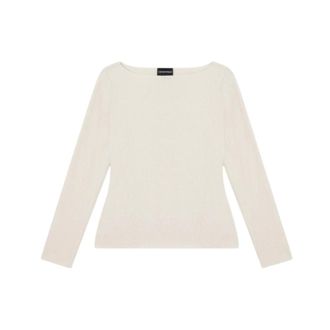 Emporio Armani Femme, Pulls, Beige, Taille: 42 FR Pull &agrave; Encolure Bateau