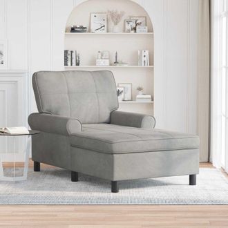 vidaXL vidaXL Chaise longue avec coussin Gris clair 91 x 157 x 91 cm Velours