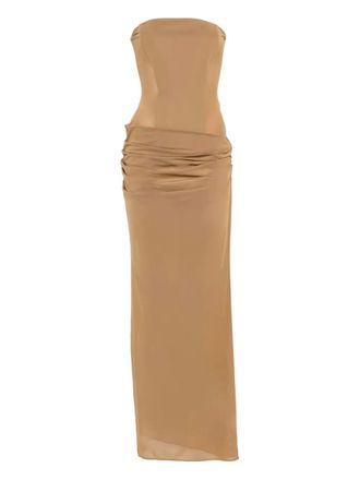 Alex Perry robe-bustier longue à design drapé - Vert