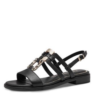 Marco Tozzi Damen Sandalen flach mit Schlie&szlig;e Sommer, Schwarz (Black/Leo), 39 EU