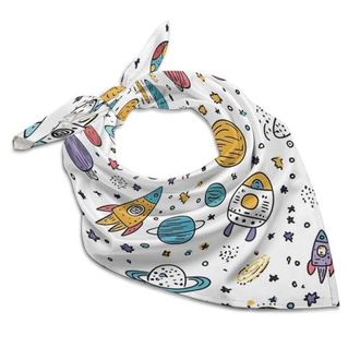 Generic Écharpe carrée en soie légère pour homme et femme Motif planète de dessin animé, multicolore, 60x60cm