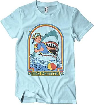 Steven Rhodes Officiellement sous Licence Stay Positive Hommes T-Shirt (Bleu Ciel), Medium