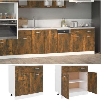 vidaXL Vidaxl - Armoire de plancher &agrave; tiroir Ch&ecirc;ne fum&eacute; 80x46x81,5 cm