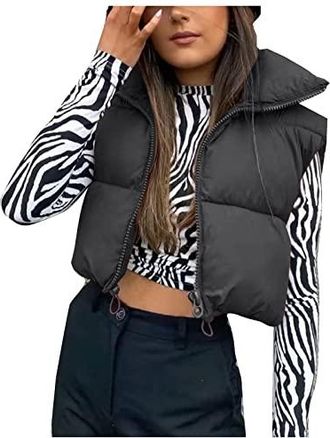 Generic Vestes pour femmes 2026 Veste dautomne et dhiver de style europ&eacute;en Veste de couleur avec fermeture &eacute;clair, Noir, M