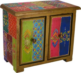 Guru Shop Kleines Apothekerschr&auml;nkchen, Schmuckk&auml;stchen, Handbemaltes Schubfachschr&auml;nkchen - Modell 7, 20x24x13 cm