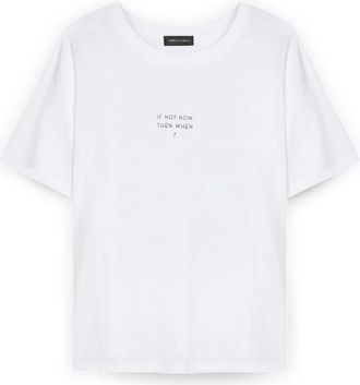Fiorella Rubino Femme, Tops, Blanc, Taille: 36 FR T-shirt en jersey de coton avec citation inspirante