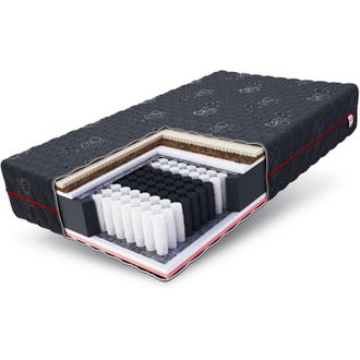 FDM Matratze 180x200 Taschenfederkern black max 7Zonen H3 28 cm Kokos Latex jacquard