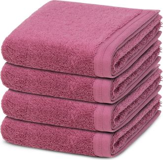 Vossen 4 teiliges Frottier-Set - Vegan Life (4 X Gästetuch im Set) - 580 g/m2 - Baumwolle - Frottee - saugstark - weich und flauschig - BlackBerry