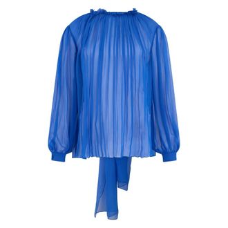 Alberta Ferretti Femme, Blouses et Chemises, Bleu, Taille: 40 FR Chemisier Pliss&eacute;