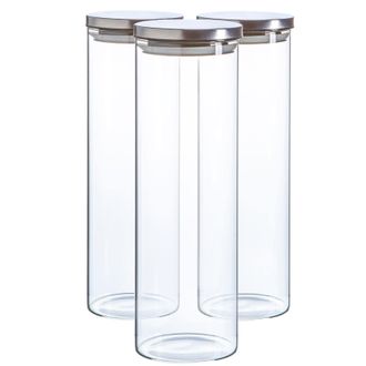 Argon Tableware Glaspeichergläser Mit Metalldeckel - 2L - Silber - Pack Von 3