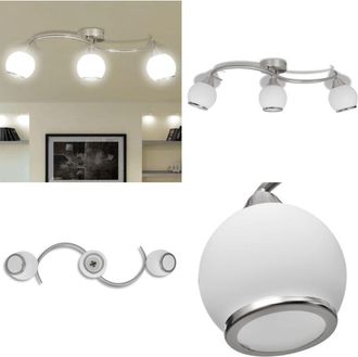 vidaXL Vidaxl - Deckenleuchte mit Glasschirme auf geschwungener Schiene 3 × E14 Lampen - Deckenleuchte - Deckenleuchten - Home & Living - Weiß