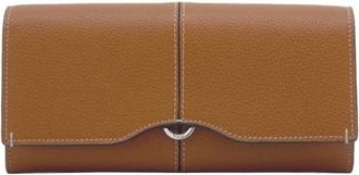 Tod's Femme, Accessoires, Brun, Taille: ONE Size Logo Detail Zipper Leather Long Wallet