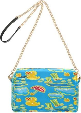 HMZXZ Sacs à bandoulière dété en caoutchouc avec motif nuages de canard pour femmes, sacs à main en cuir, petits sacs à main, bandoulière, parapluie bleu