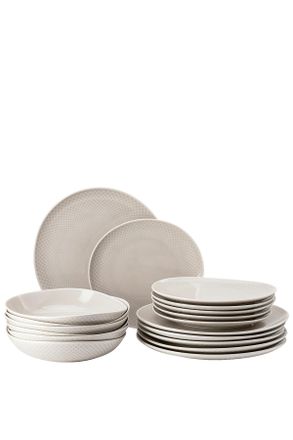 Rosenthal Kombiservice Junto, Greige, Keramik, 18-teilig, 31.7x28.1x32 cm, DIN EN ISO 14001, DIN EN ISO 9001, Essen & Trinken, Geschirr, Geschirr-Sets, Kombiser
