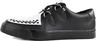 T.U.K. Leather Creeper Sneaker - Chaussures pour Hommes et Femmes - Couleur Black & White - Chaussures à Lacets en Cuir et Daim de Style Puck, Goth et Rocker