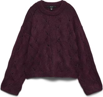 Vero Moda Damen Vmnewlina Ls O-Neck Pullover, Winetasting, XL