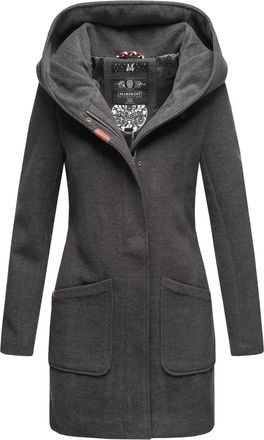 Marikoo Damen Mantel Trenchcoat Wintermantel Übergangs Jacke Parka Lang B819 [B819-Maik-Anthrazit-Gr.XL]