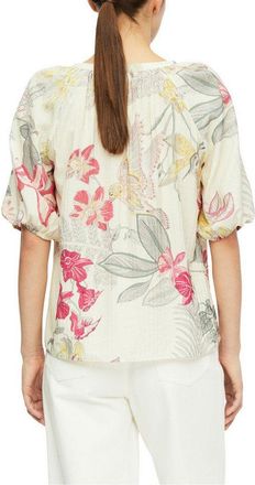 Comma Langarmbluse bunt,Casual,Viskose,Floral,Rundhals,7/8 Arm,Casual Fit